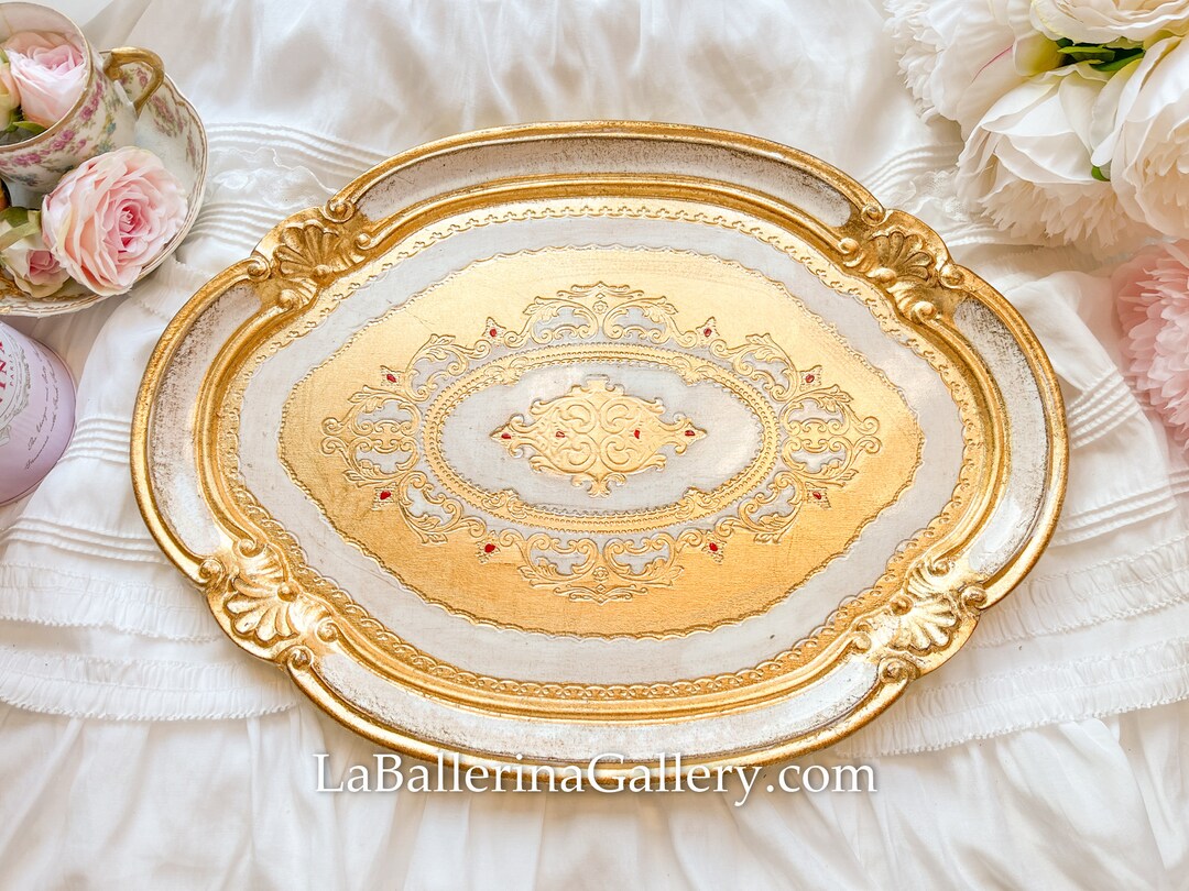 Italian Florentine Tray Wood Gold Baroque Rococo Decorative Tea Board ...