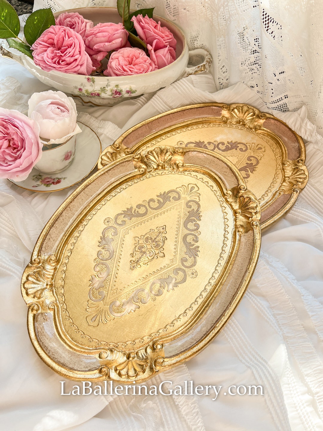 Italian Florentine Tray Wood Gold Baroque Rococo Decorative Tea Board ...
