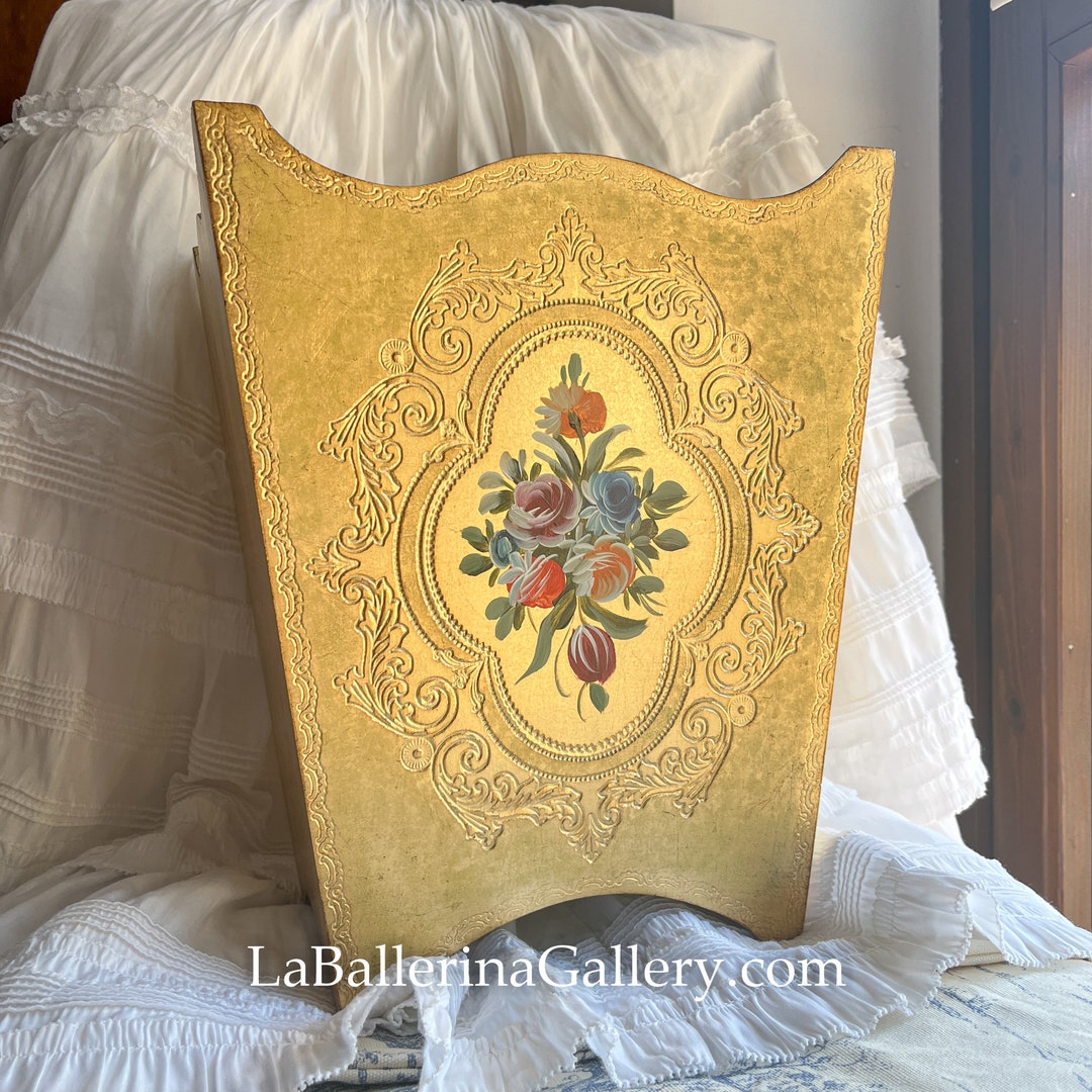 Italian Florentine Wood Gold Baroque Rococo Luxury Royal Bin Trash Box ...