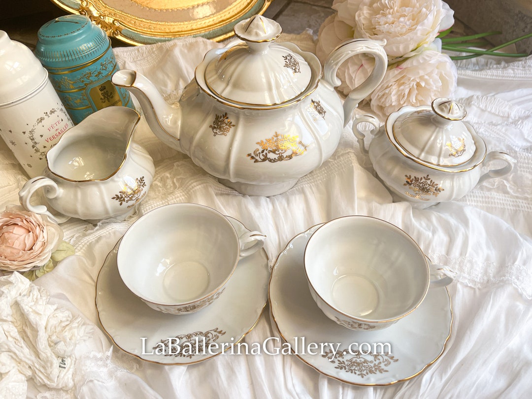 Bavaria Tea Cups Saucer and Teapot Set Little Rose Gold Elegant ...