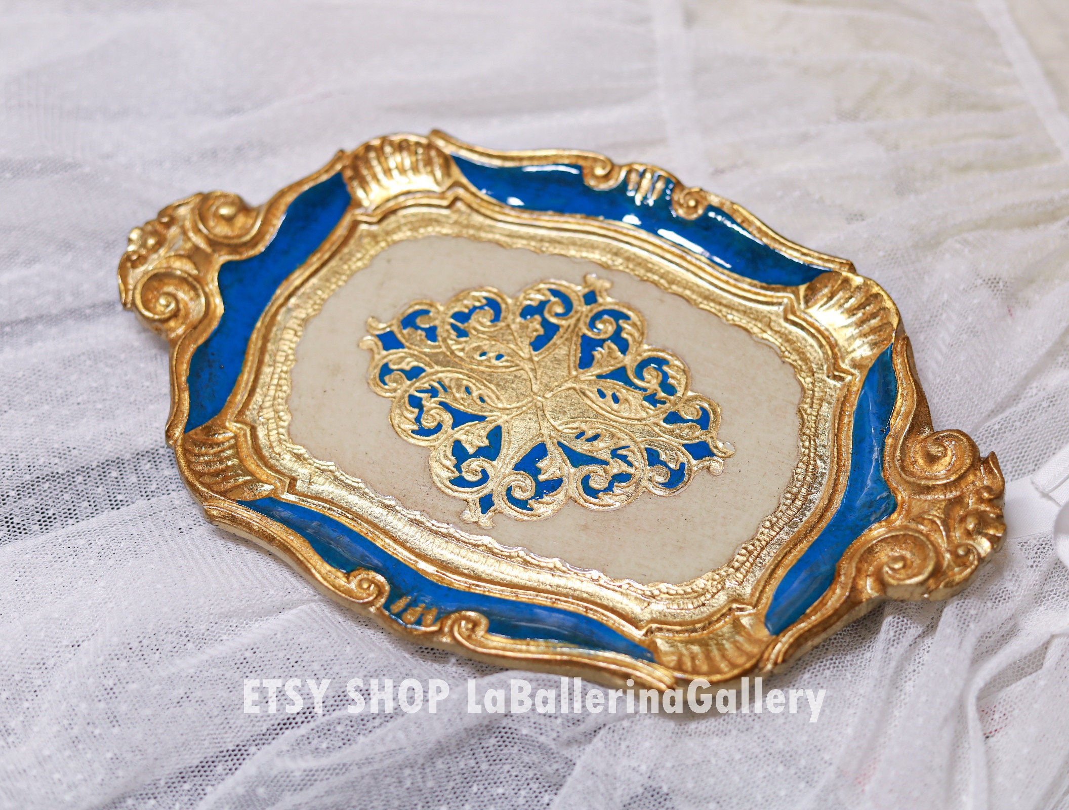 Italian Florentine tray wood gold baroque rococo home | Etsy
