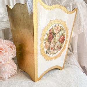 Italian Florentine Tray Wood Gold Baroque Rococo Luxury Royal Bin Trash ...