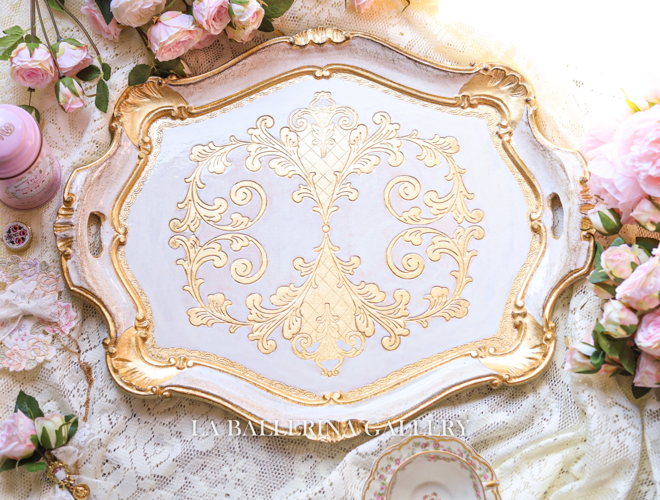 Italian Florentine Tray Wood Gold Baroque Rococo Home Decoration ...