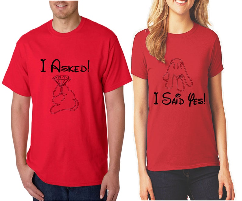 I Asked & I Said Yes! Mickey Mouse Hands Couples Matching Shirts ...
