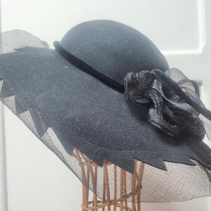 Wide-brimmed Felt and Tulle Hat 50s Vintage - Etsy