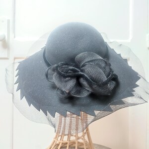 Wide-brimmed Felt and Tulle Hat 50s Vintage - Etsy