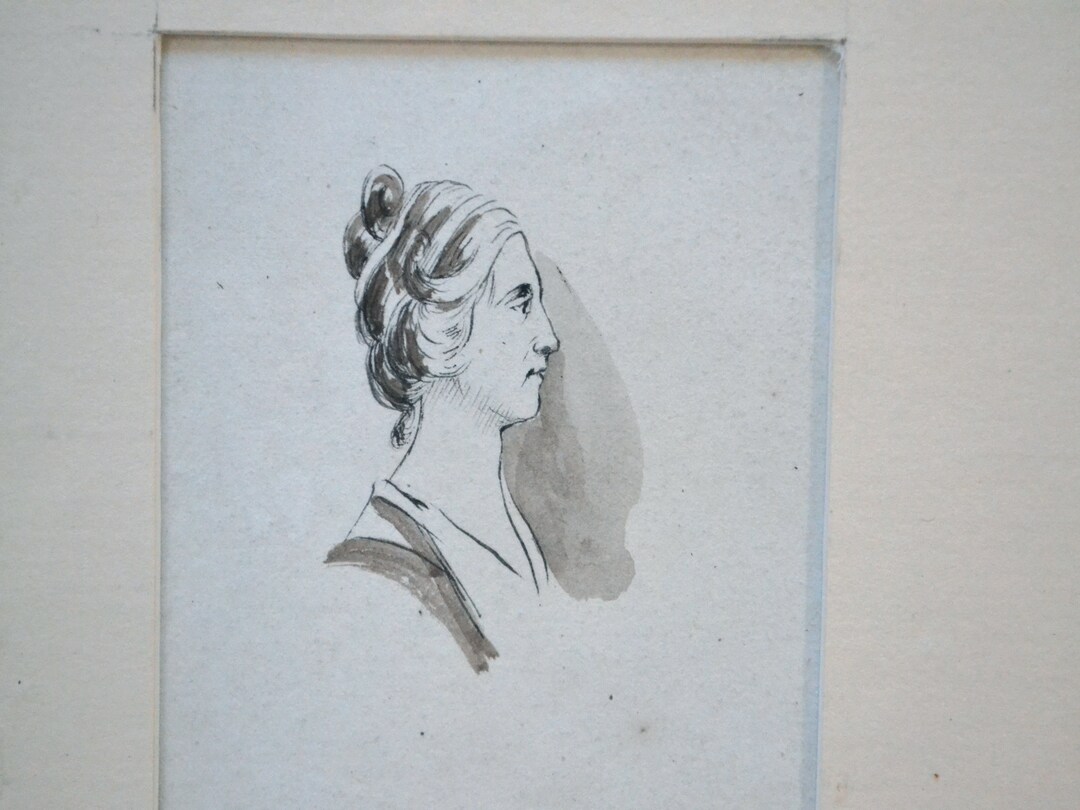 Miniature Romantic Drawing for Boudoir Décor, French Actress Portrait ...