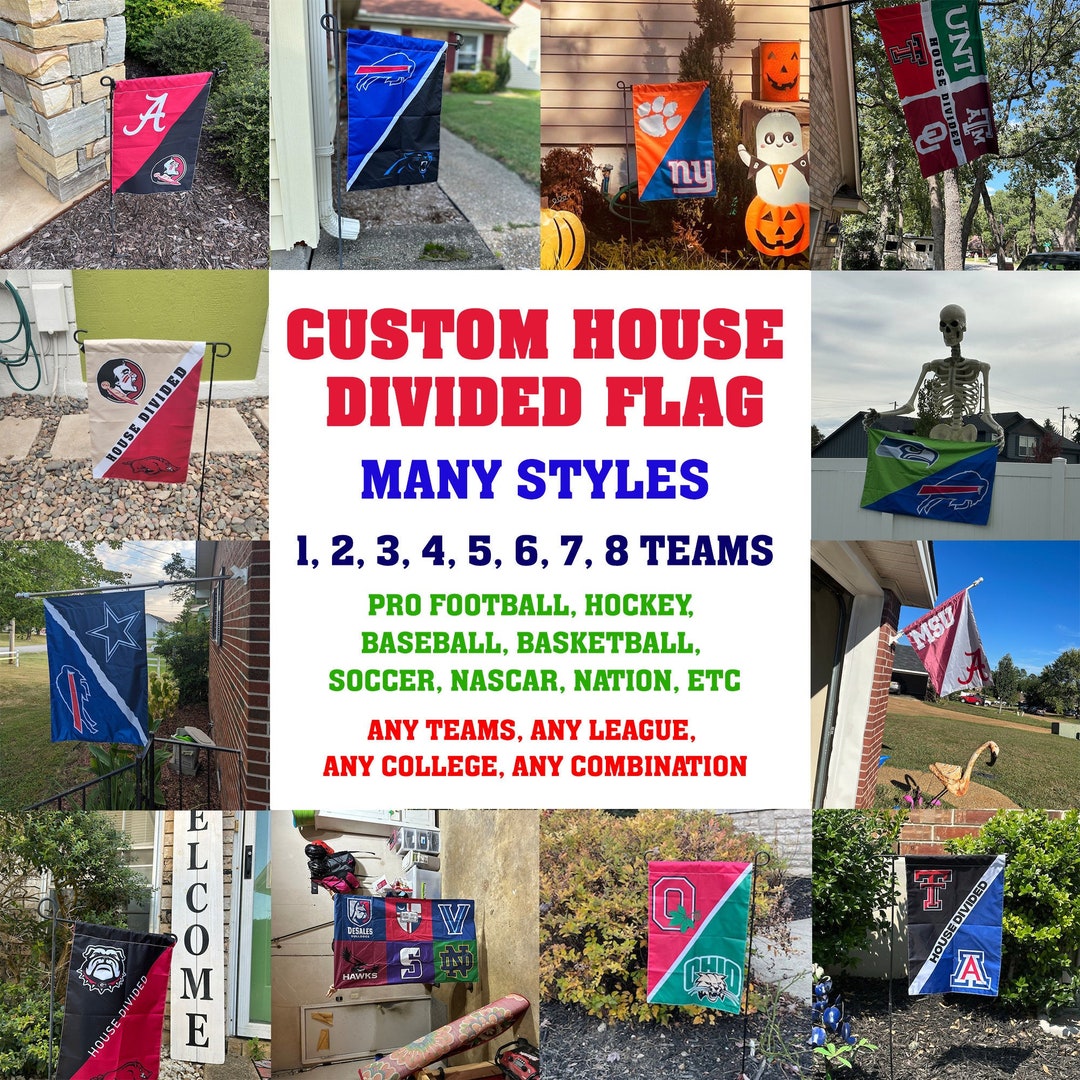 Custom College Football Flag, Fan Supportive Flag, Custom House Divided ...