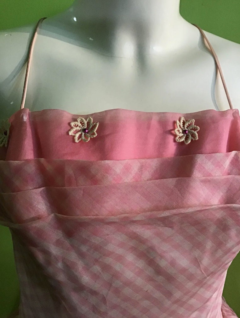 Fabulous 1950s Pink & White Gingham Dress VLV Prom Rockabilly Wedding ...
