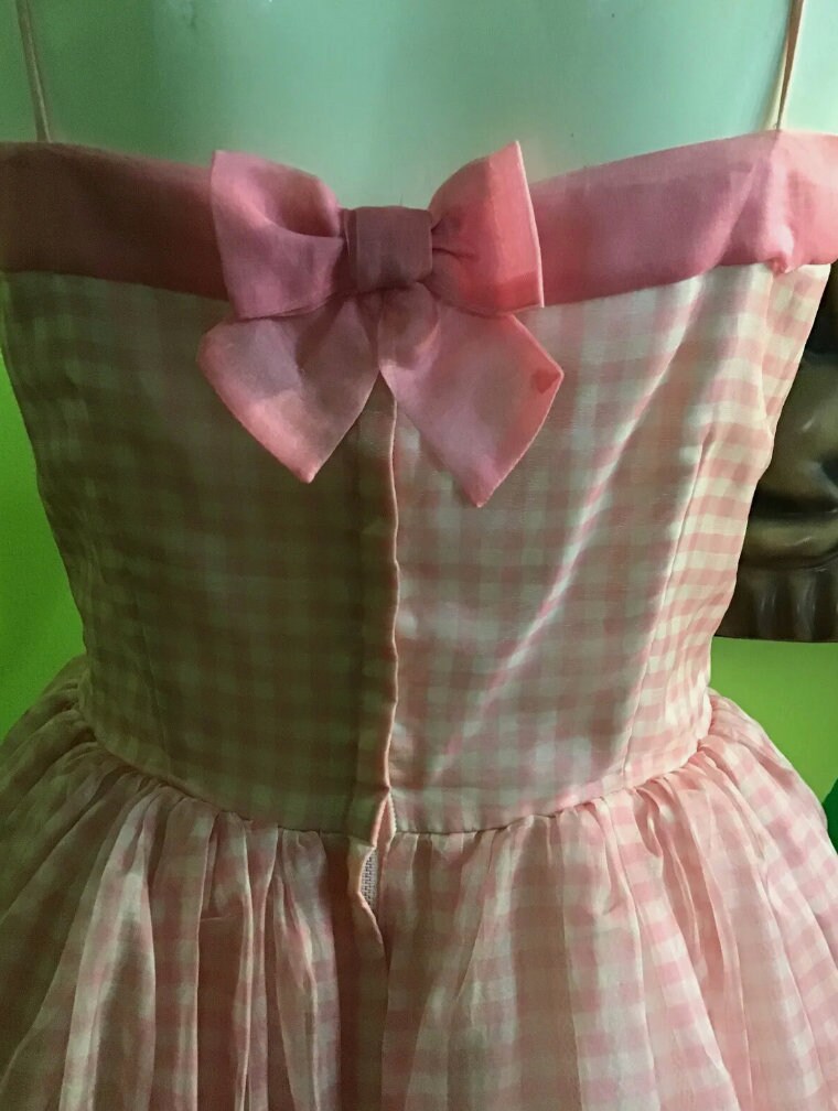 Fabulous 1950s Pink & White Gingham Dress VLV Prom Rockabilly Wedding ...