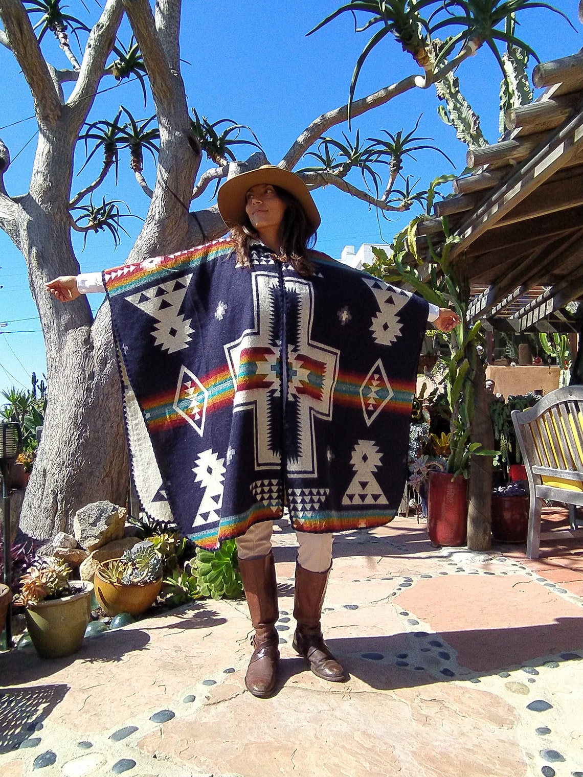 Southwest Style Alpaca Ruana, Poncho, Hooded Cape, Cloak, UNISEX ...