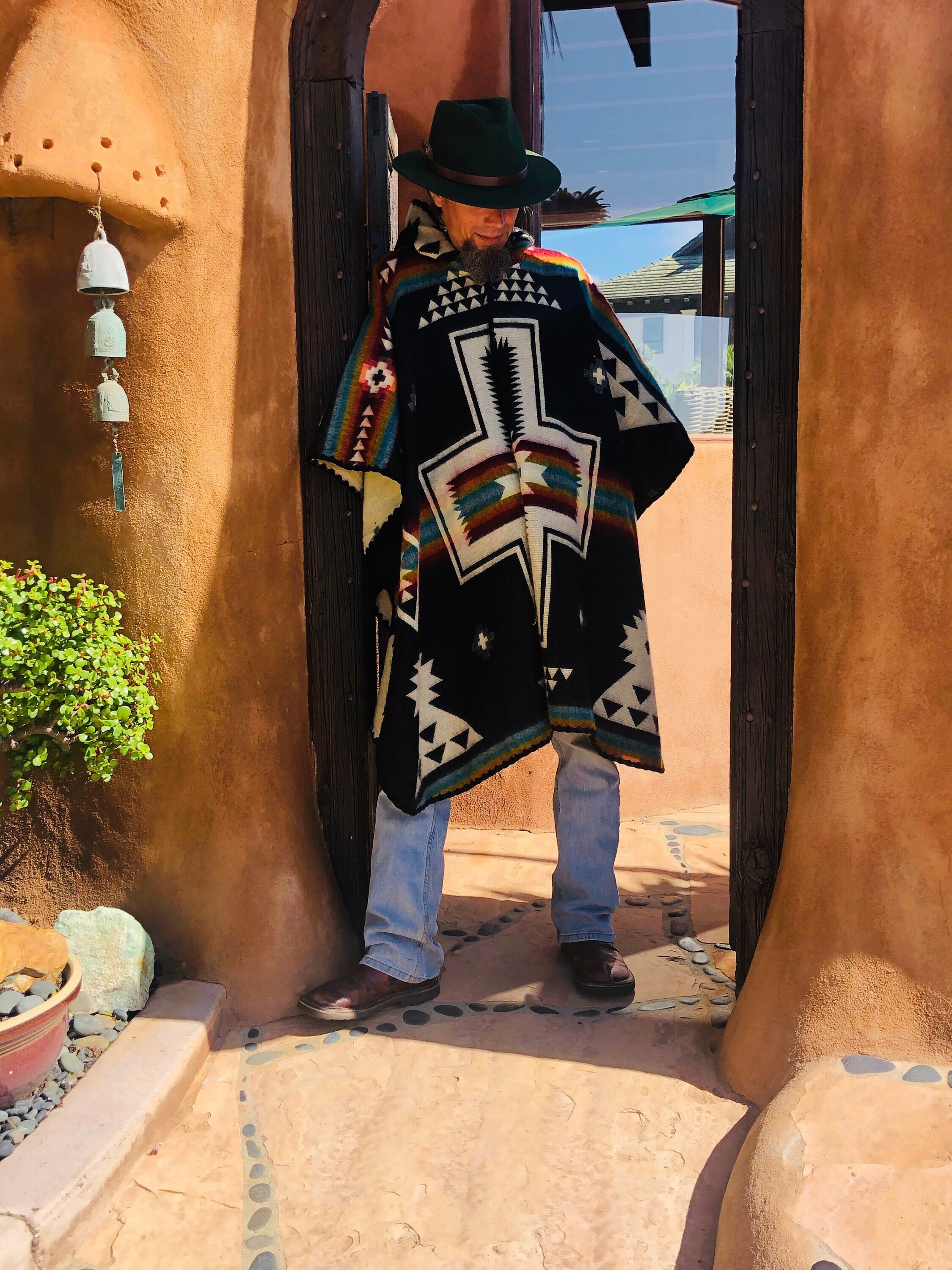 Southwest Style Alpaca Ruana, Poncho, Hooded Cape, Cloak, UNISEX ...