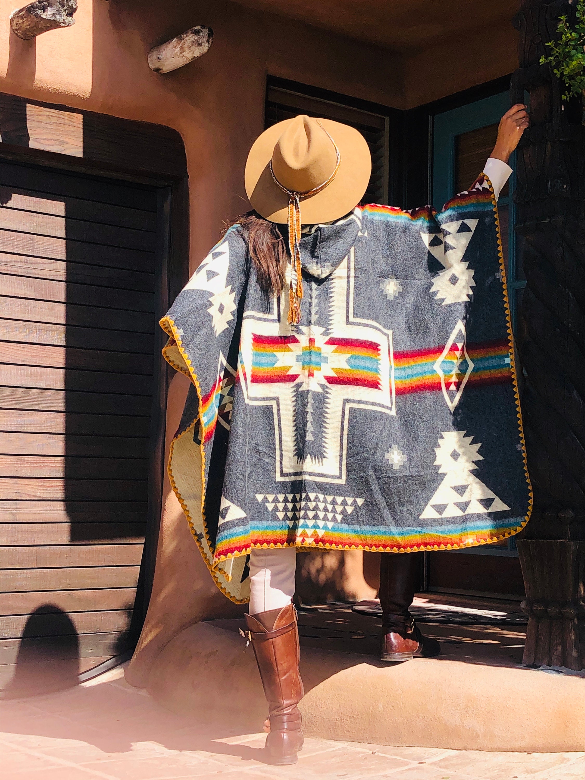 Southwest Style Alpaca Ruana, Poncho, Hooded Cape, Cloak, UNISEX ...