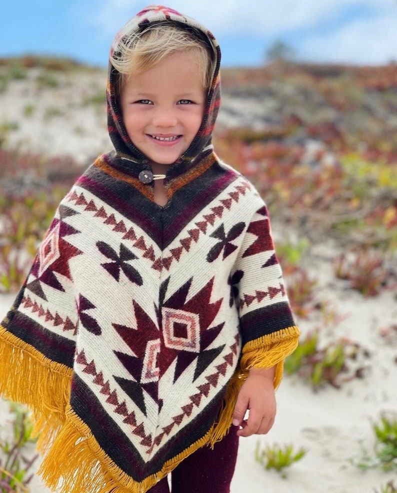 Kids Poncho | Size 4 | | Alpaca Poncho | Fringe Poncho | Boho Poncho ...