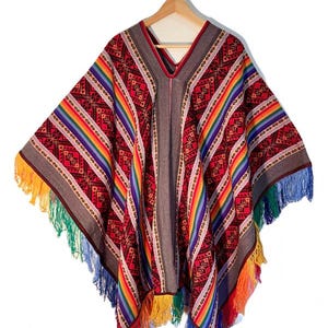 Peruvian Traditional Cusco Wool Blend Poncho , Ethnic Poncho, Unisex ...