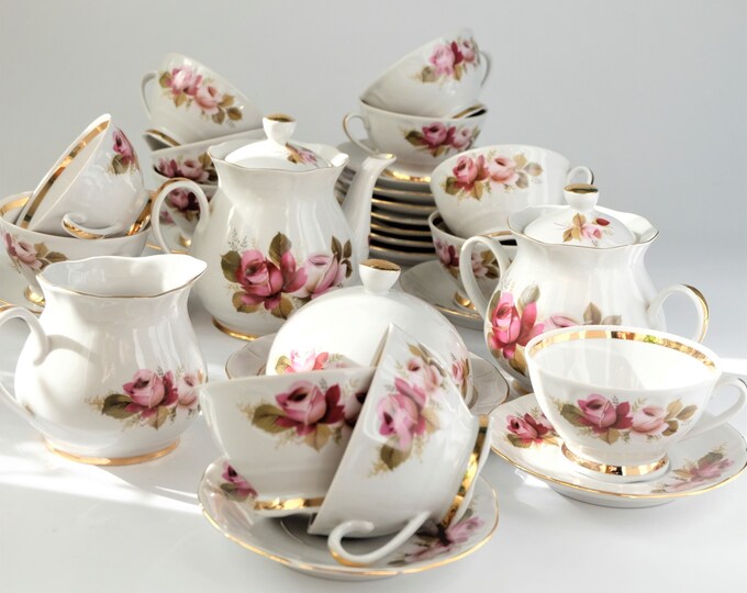 28 Pcs Tea Set for 12 Vintage China Coffee / Chocolate Set - Etsy