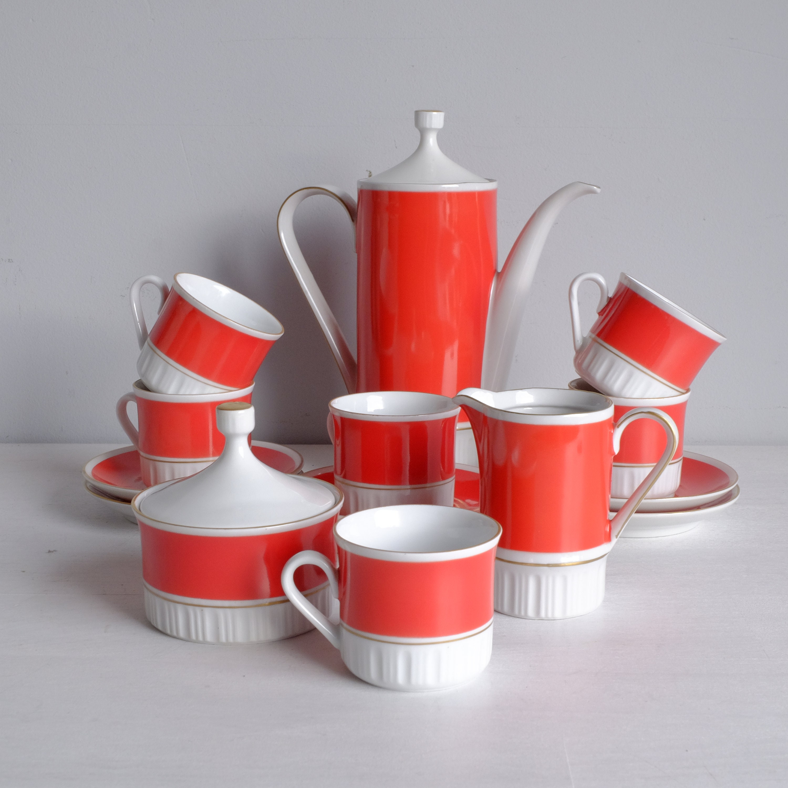 Porcelain Coffee Set for 6 KAHLA Germany 70s Coffee Cups | Etsy