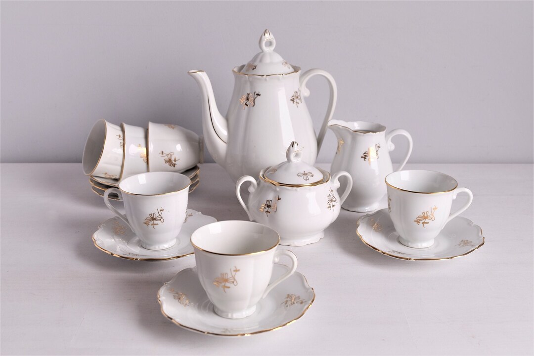 Fine China Coffee Set, Haas and Czjek Schlaggenwald, Czechoslovakia ...