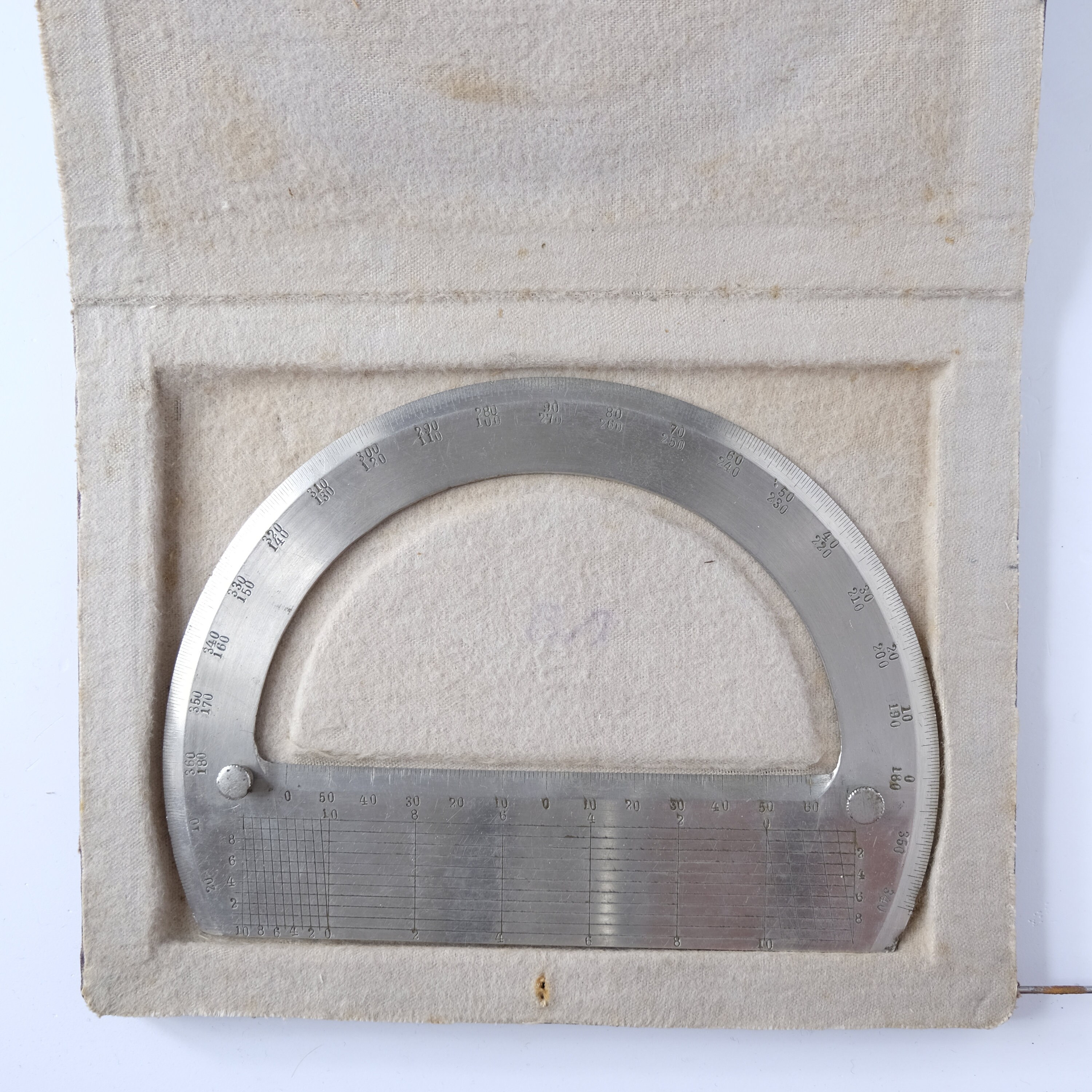 Antique Large Chromed Brass Protractor with Original Case | Etsy