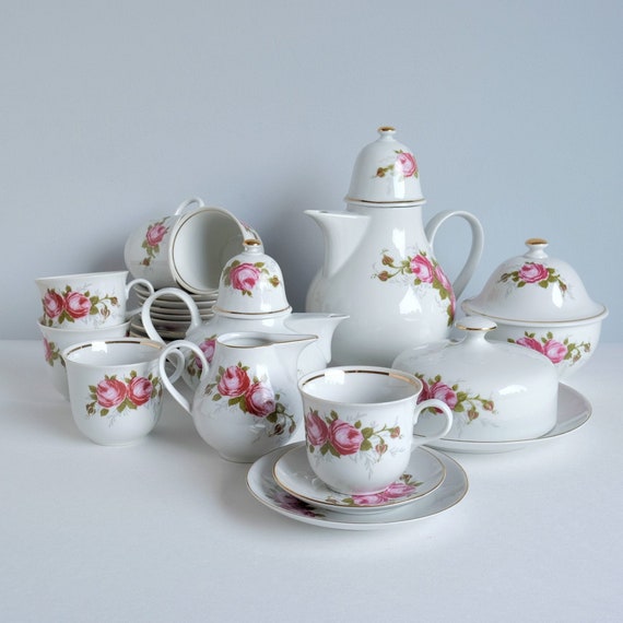 Tea Set for 6 GDR 70s Tea Cups and Saucers White Tea - Etsy