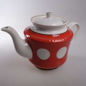Red Vintage Teapot, Large Polka Dot Teapot, 2L Tea Kettle, Rustic Tea ...