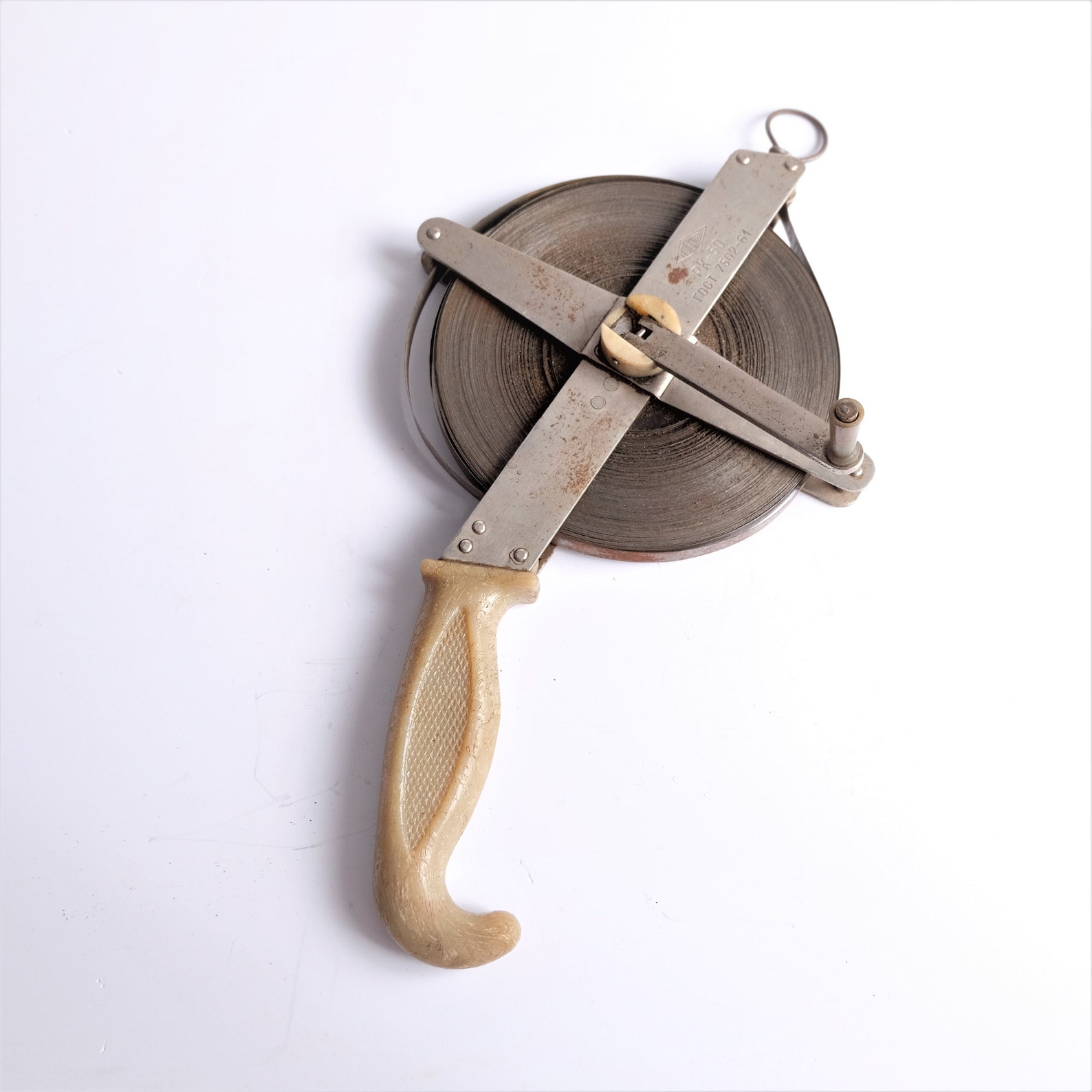 Vintage Steel Tape Measure Reel 50 M / 164' Old Hand - Etsy