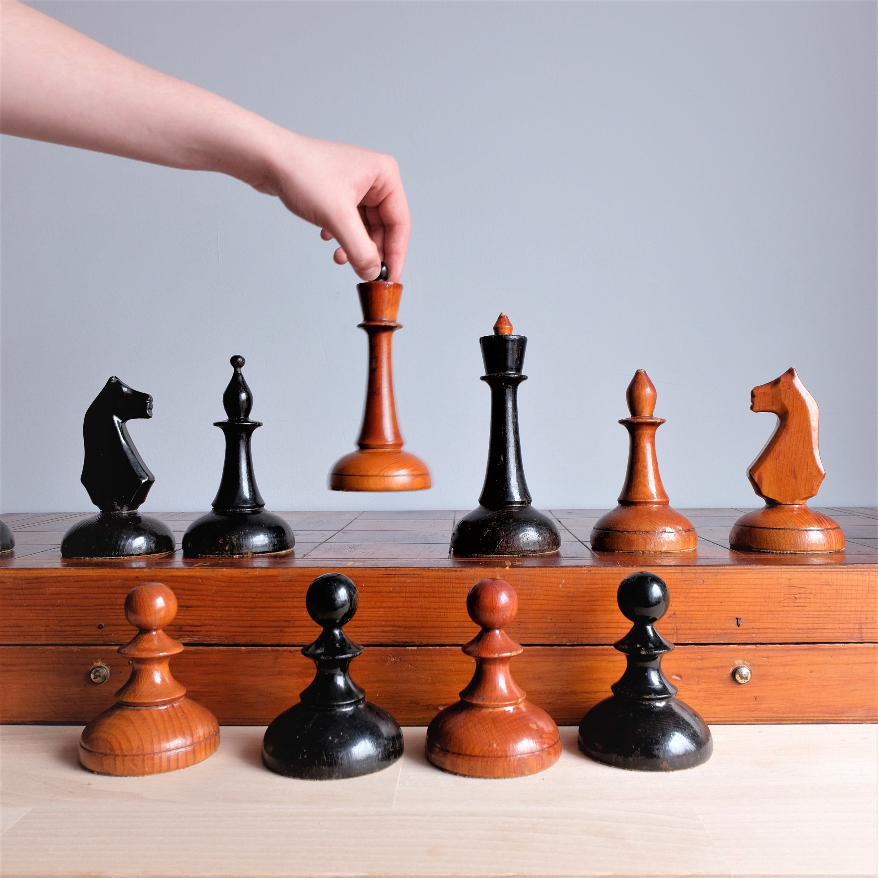 Extra Large Chess Set Chess Table Vintage USSR 1980 Wooden | Etsy