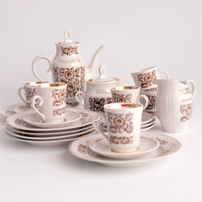 Coffee Set for 6 Mid Century Coffee Cups and Saucers Vintage - Etsy