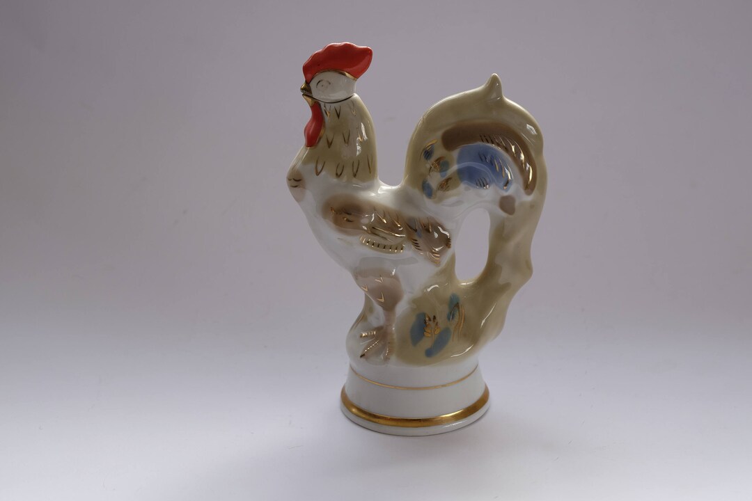 Vintage Porcelain Rooster Decanter, Rooster Figurine, Rustic Kitchen ...