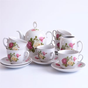Vintage Tea Set for 6 USSR 80s Tea Cups and Saucers White - Etsy