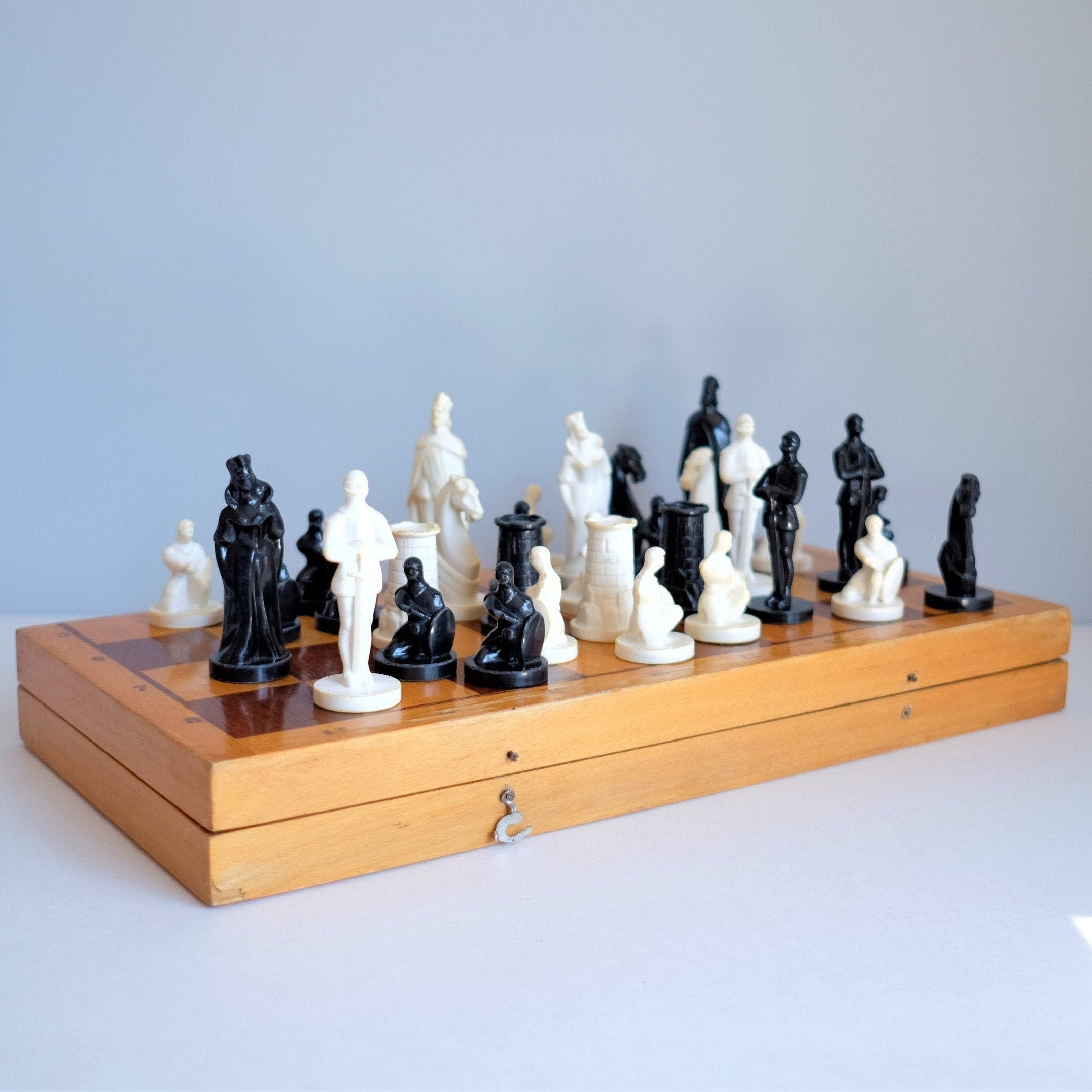 Vintage Chess Set Chess Pieces with Board Chess Player Gift | Etsy