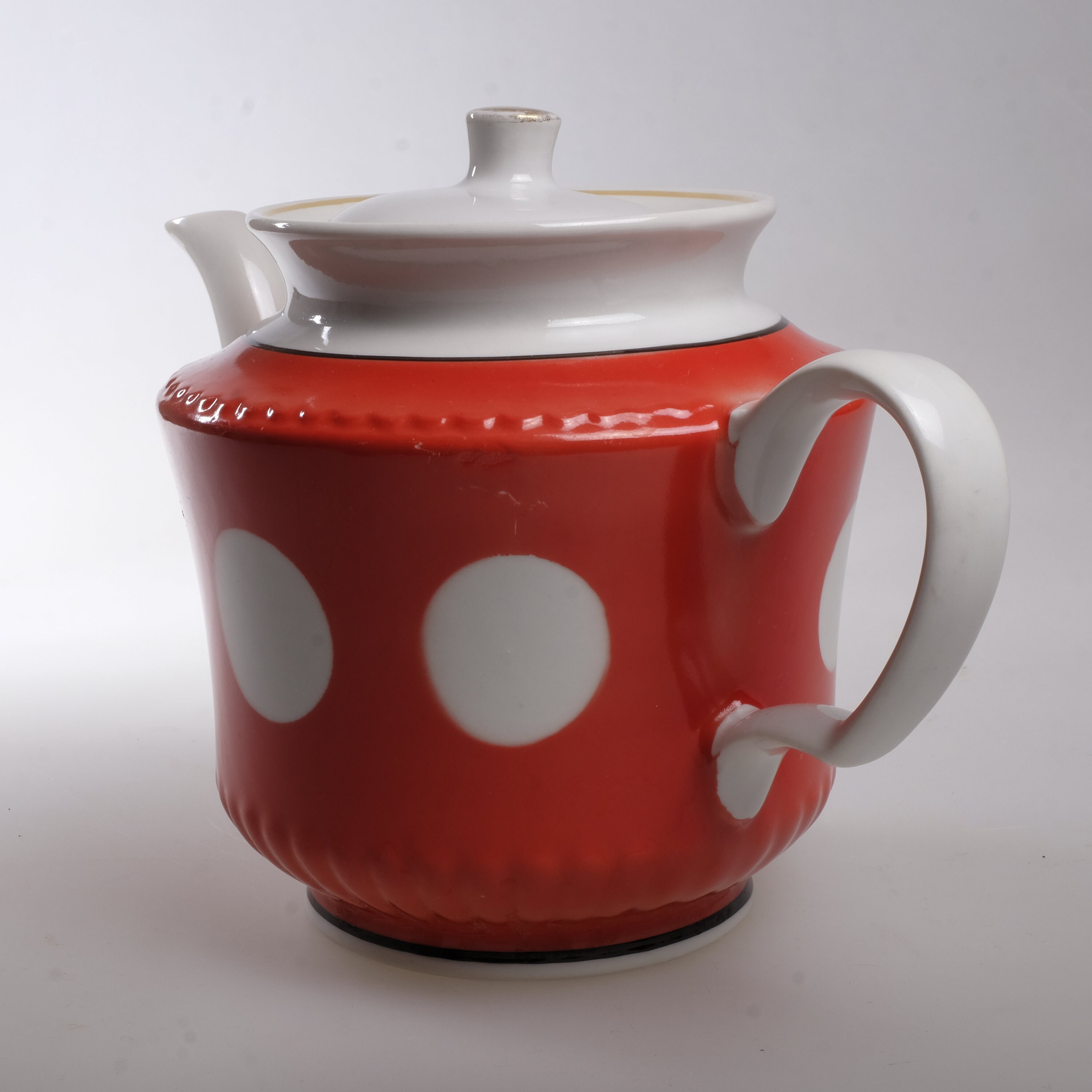 Red Vintage Teapot, Large Polka Dot Teapot, 2L Tea Kettle, Rustic Tea ...