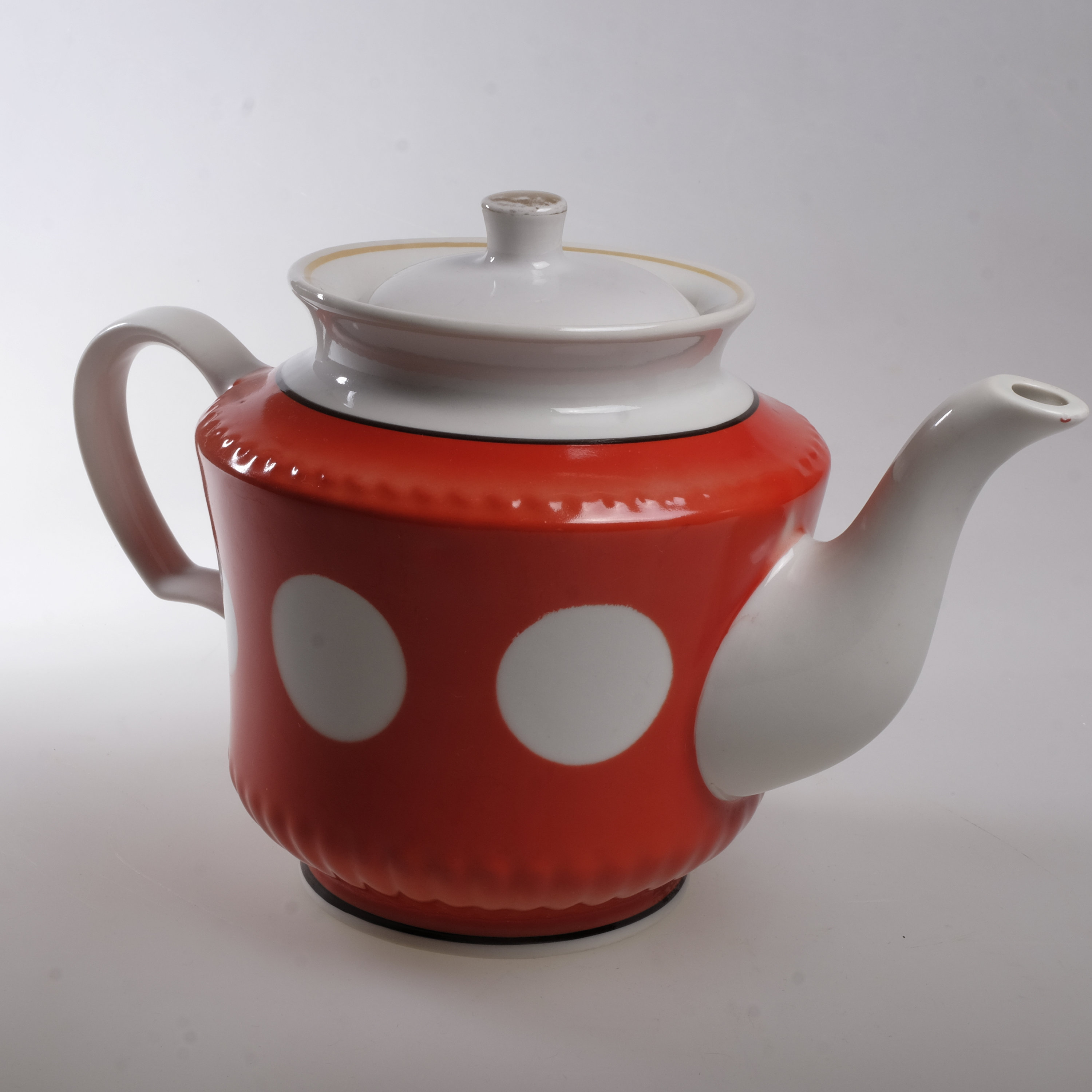 Red Vintage Teapot, Large Polka Dot Teapot, 2L Tea Kettle, Rustic Tea ...