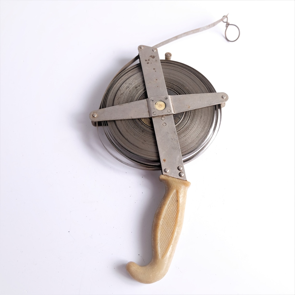 Vintage Steel Tape Measure Reel 50 m / 164' Old Hand | Etsy