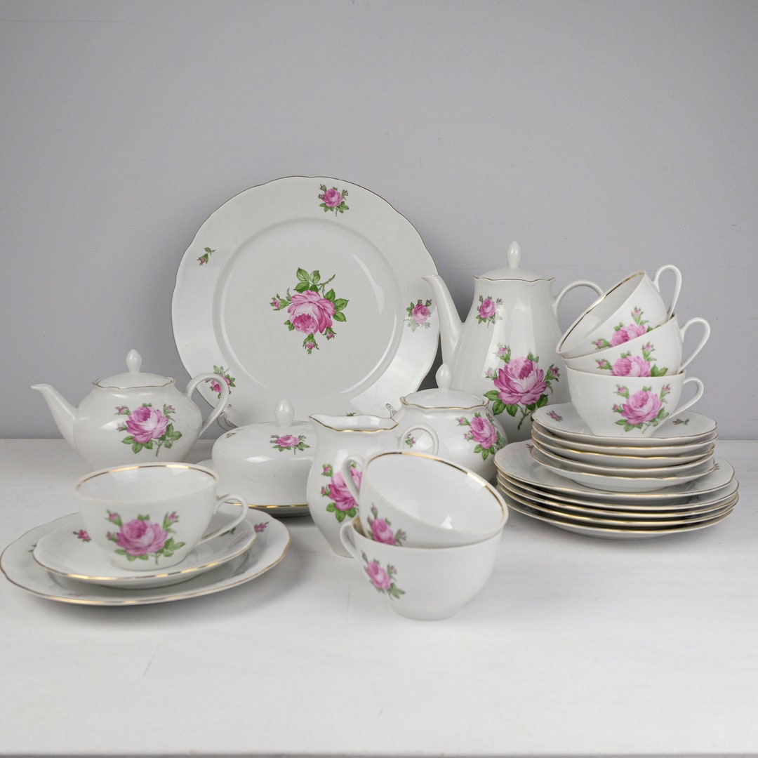 Tea Set for 6 GDR 70s Tea Cups and Saucers White Tea - Etsy