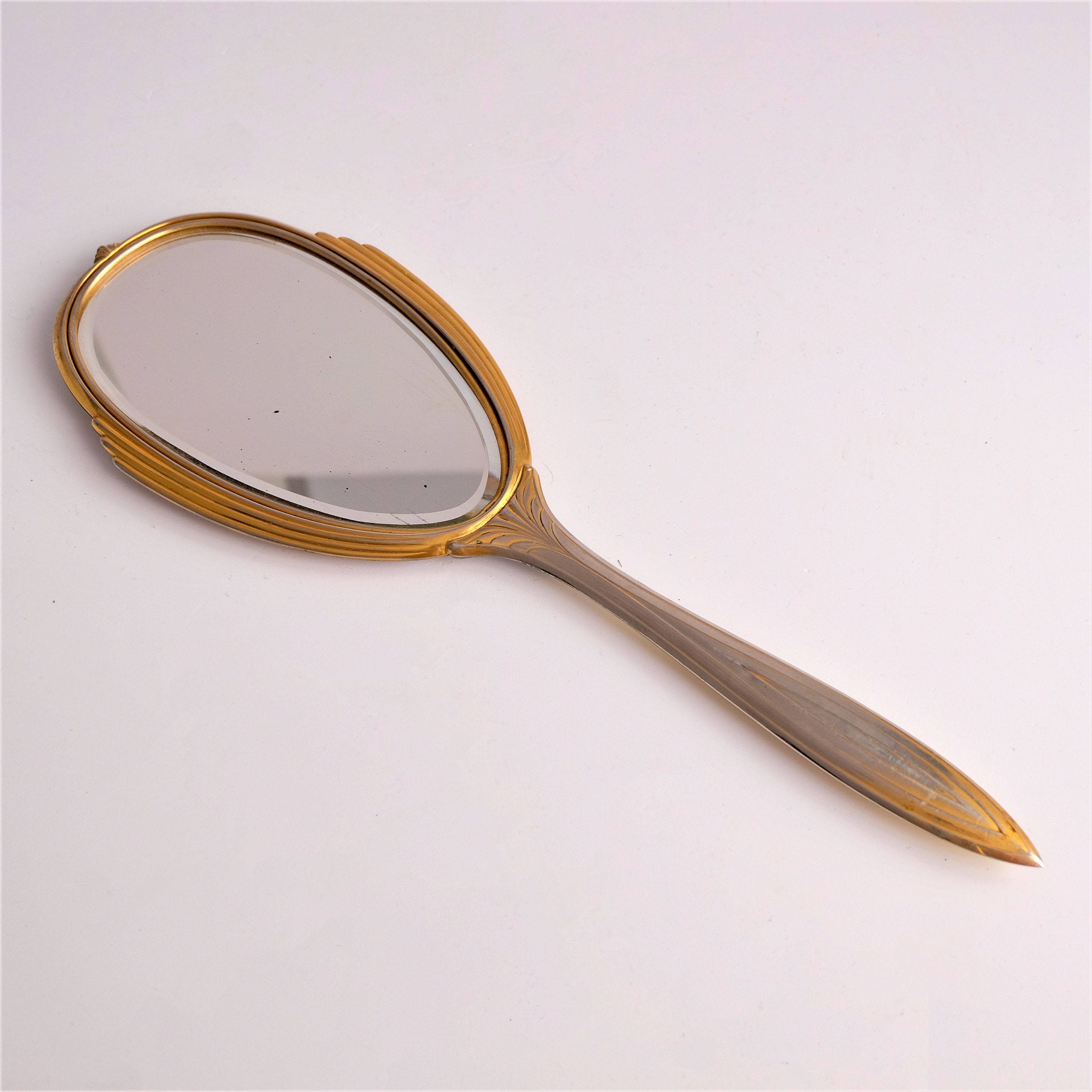 Vintage Hand Mirror Vanity Mirror Make up Beveled Glass Hand | Etsy