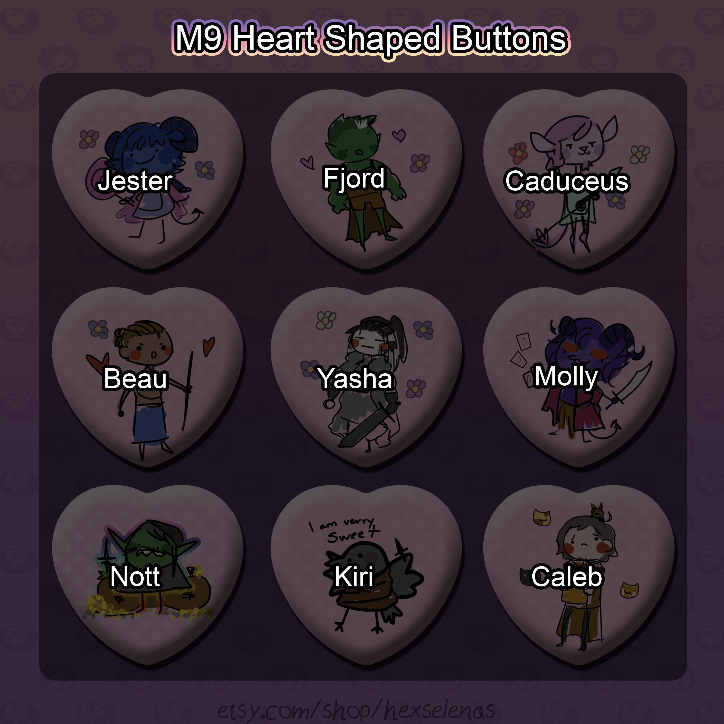 D&D Heart Shaped Buttons - Etsy