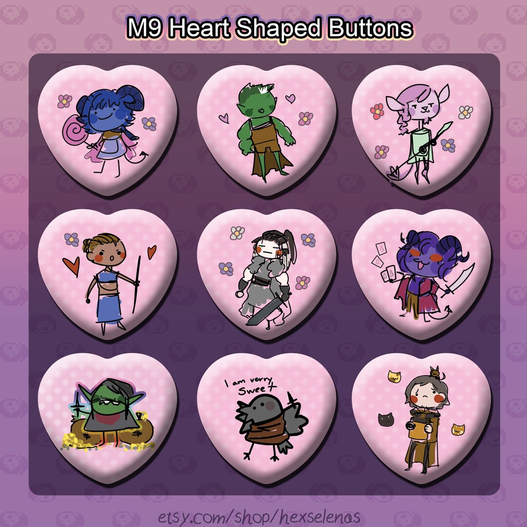 D&D Heart Shaped Buttons - Etsy
