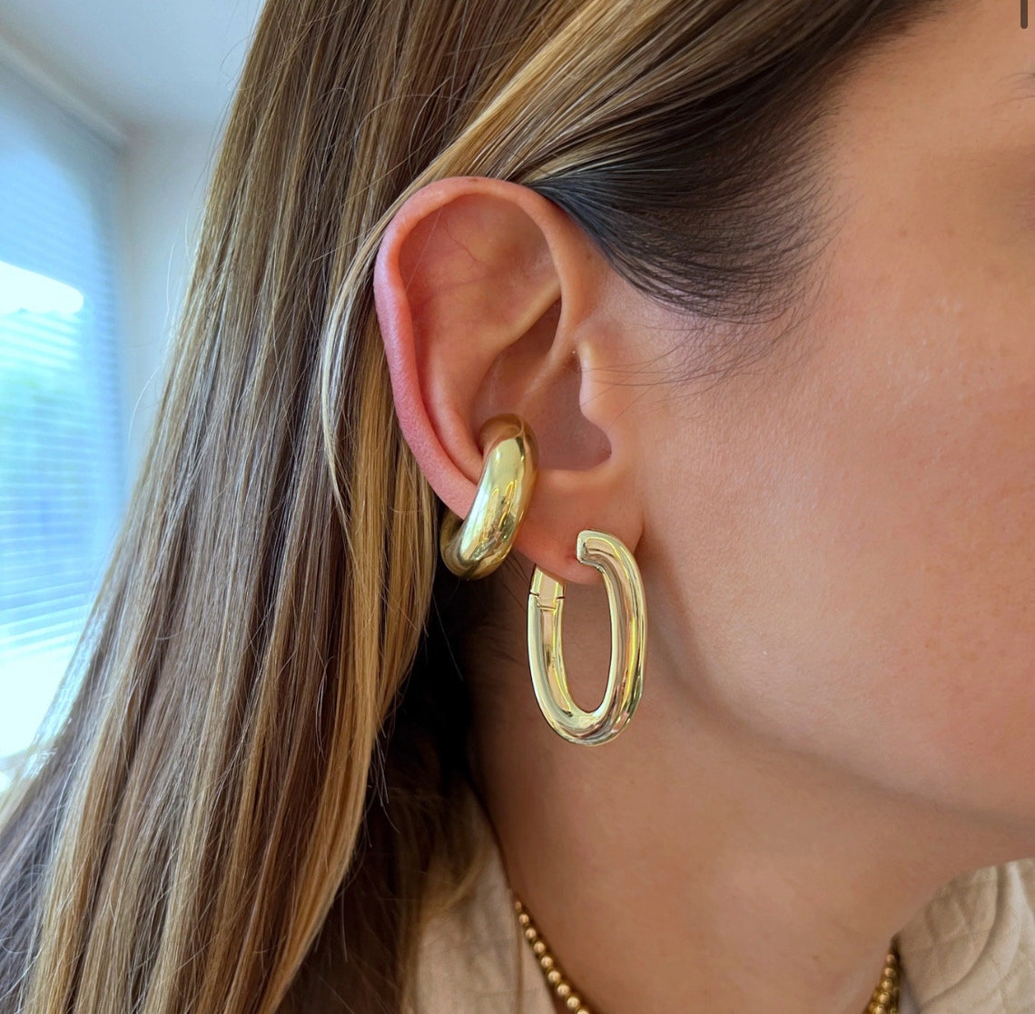 Chunky Ear Cuff, Gold Ear Cuff, Silver Ear Cuff, Trendy Ear Cuff, Big Ear Cuff, Ear Cuff Party ...