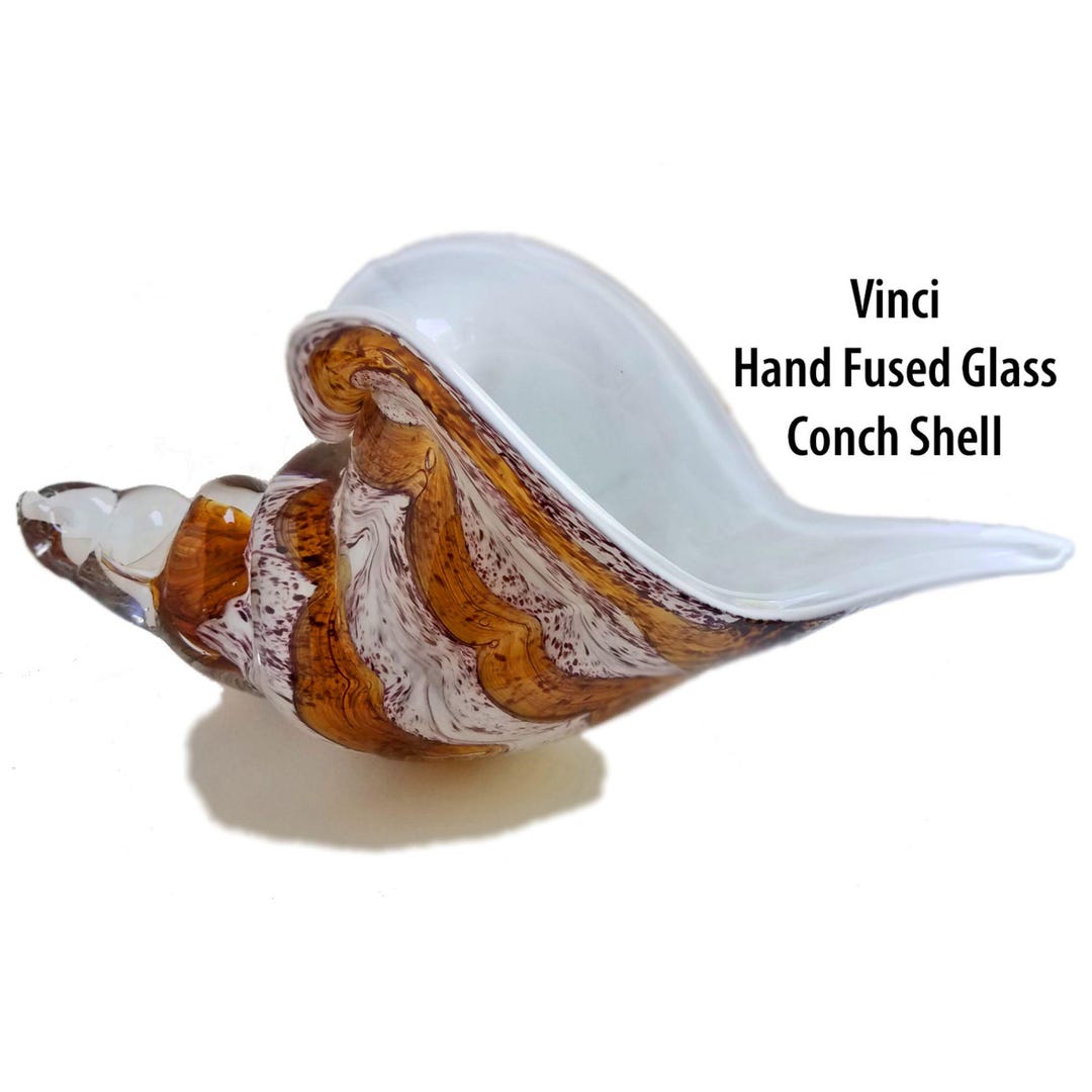 Dynasty Gallery Vinci Glass Conch Shell - Hand Fused Glass Shell, Shell ...