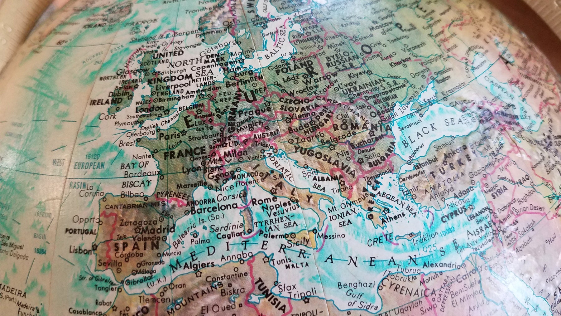 Replogle World Ocean Series Standing Floor Globe - 1991 Raised Relief Globe, 12" Globe, USSR ...