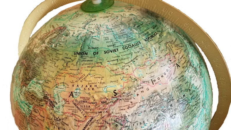 Replogle World Ocean Series Standing Floor Globe - 1991 Raised Relief Globe, 12" Globe, USSR ...