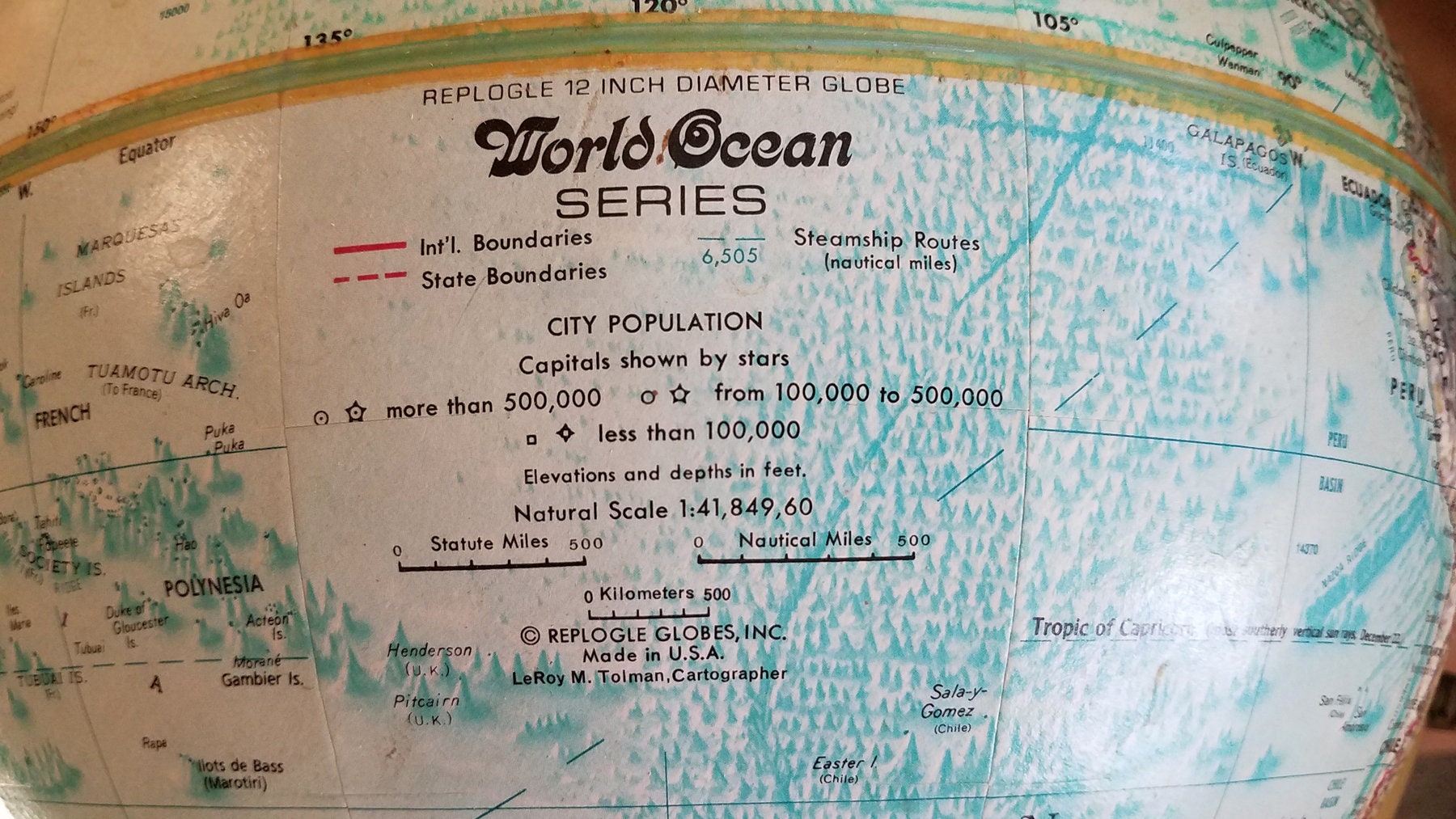 Replogle World Ocean Series Standing Floor Globe - 1991 Raised Relief ...