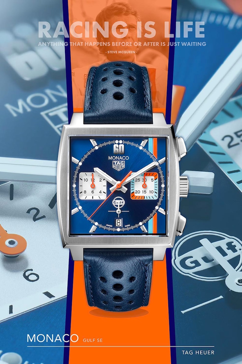 Tag Heuer Monaco Special Edition / Steve Mcqueen Watch Print. Bold ...