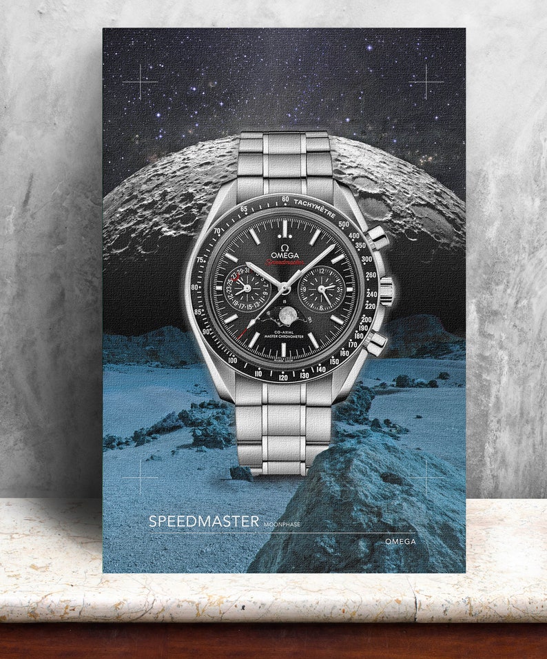 Omega Speedmaster Moonphase Print on Canvas. Bold Graphic Art on Canvas ...