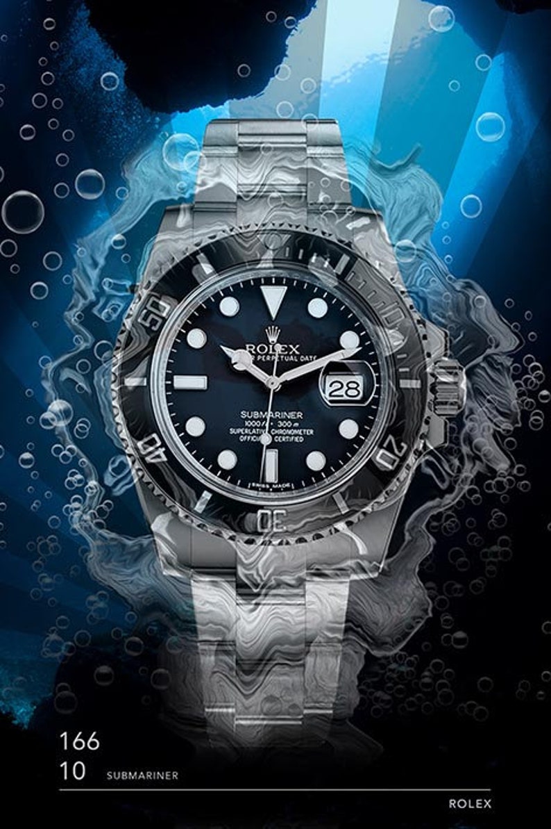 Rolex Submariner 16610 Watch Print on Canvas. Bold Graphic Art - Etsy ...