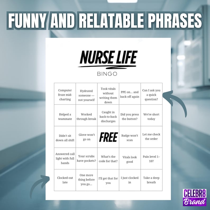 Nurse Bingo, Nursing Bingo, Printable Nursing Bingo Game, Nurse Party ...