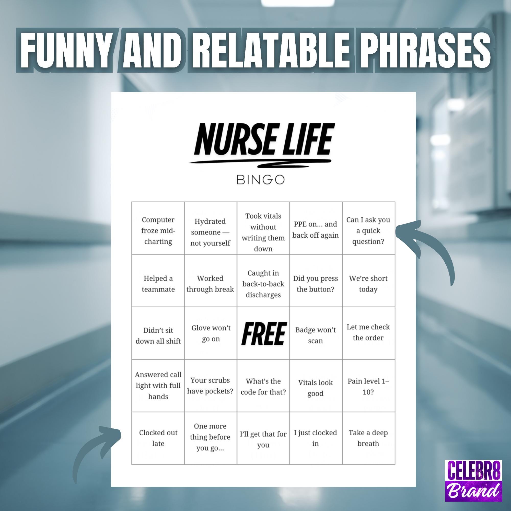 Nurse Bingo, Nursing Bingo, Printable Nursing Bingo Game, Nurse Party ...