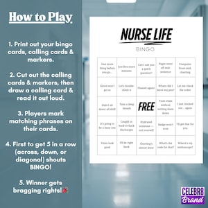 Nurse Bingo, Nursing Bingo, Printable Nursing Bingo Game, Nurse Party ...
