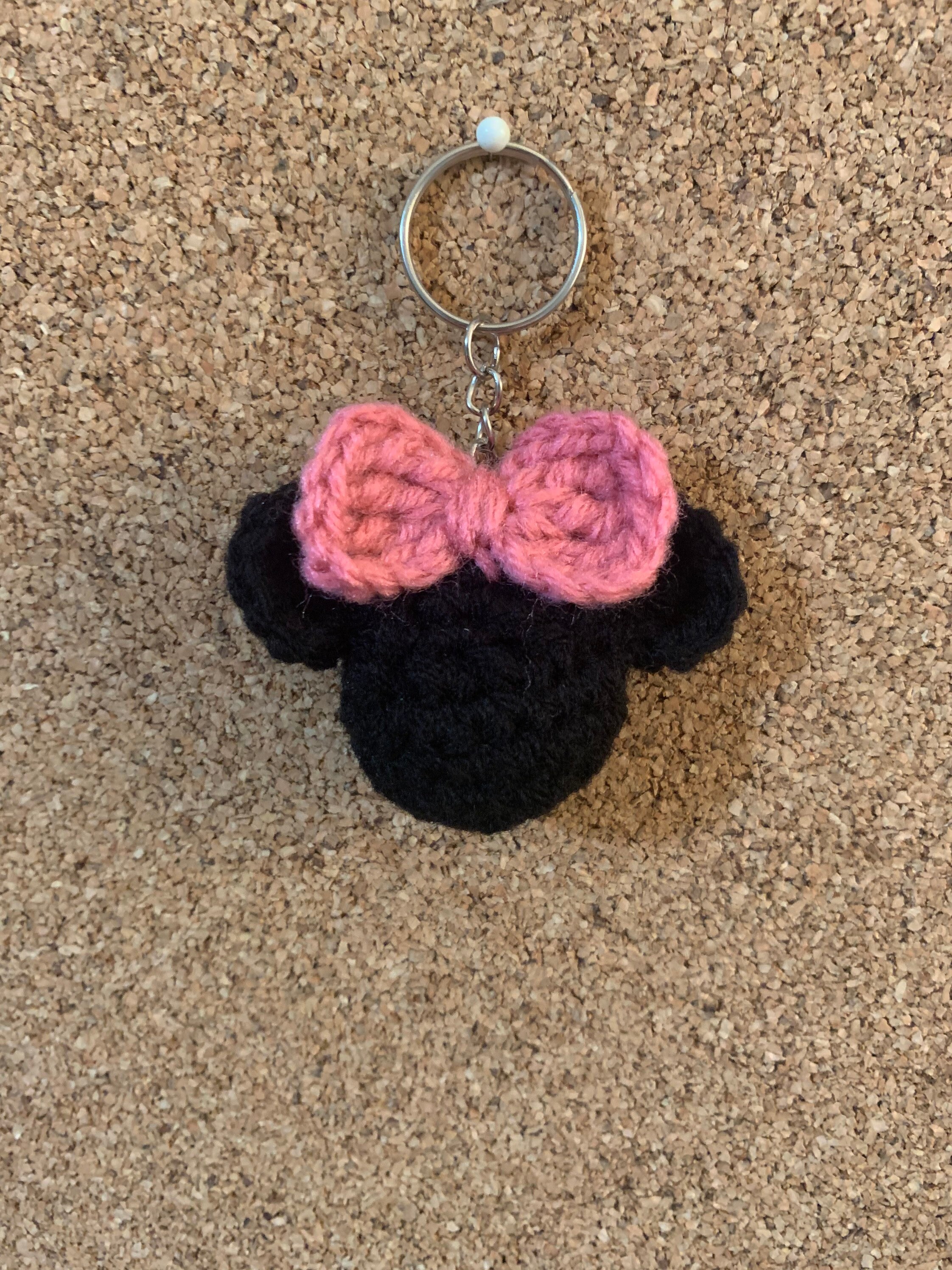 Crocheted Minnie Mouse Keychain - Etsy